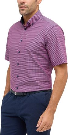Eterna Modern Fit Hemd Halbarm Button Down Kragen Karo rot Größe 42