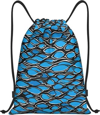 Generic Silberne Fischschuppe Sportbeutel Tasche Kordelzug Leicht Rucks&auml;cke for Strand Urlaub Schwimmen 36X42Cm
