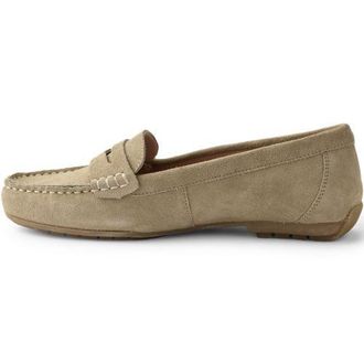 Lands End Veloursleder-Loafer im Autoschuh-Design, Damen, Gr&ouml;&szlig;e:39 regular, Beige, Rauleder, by Lands End