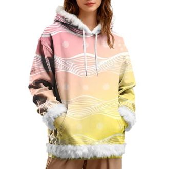 Generic Pull &agrave; capuche imprim&eacute; pour femme | D&eacute;contract&eacute; &agrave; manches longues Coupe ample Sweat &agrave; capuche pour femme, rose, 3XL