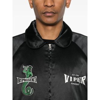 Represent Embroidered Logo Jacket - Black