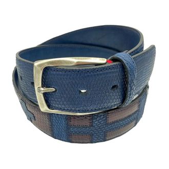 Paolo Vitale Ceinture en cuir de l&eacute;zard - unisex - Accessoires - Bleu - Taille: 85 CM