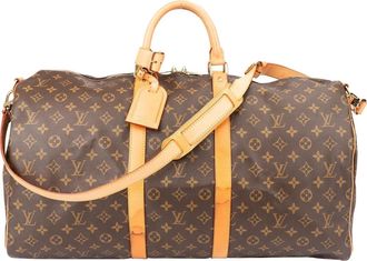 Louis Vuitton Crossbody Bags - Louis Vuitton Canvas Monogram Keepall 55 Bandoulie - Gr. unisize - in Braun - für Damen