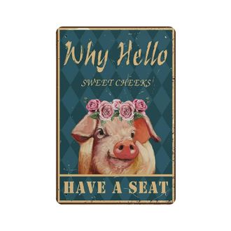 Hdadwy Metall-Blechschild, Motiv: Schwein, s&uuml;&szlig;e Wangen, Vintage-Blechschild, Wanddekoration, Landhaus-K&uuml;che, Zuhause, Garage, Dekoration, 30,5 x 20,3 cm