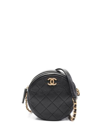 Chanel mini sac porté épaule en cuir matelassé (2021) - Noir