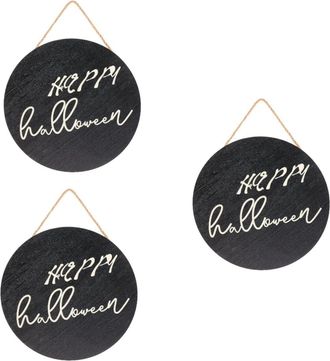 Garneck 3 Stück Happy Halloween Türschild aus Holz Leichtes Tragbares Halloween Deko für Haustür Garten Balkon Party und Innenräume Einfache Aufhängung Dekora