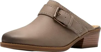 Clarks Mules Danyelle Mist pour femme, Cuir taupe clair, 6 Wide