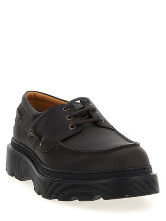 Tod's Leather Lace-Up Boat Shoe - Black