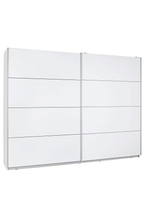 MID.YOU Mid.you Schwebetürenschrank Forte Lyon, Weiß, Metall, 5 Fächer, 3 Schubladen, 270x210x61 cm, Schlafzimmer, Kleiderschränke, Schwebetürenschränke