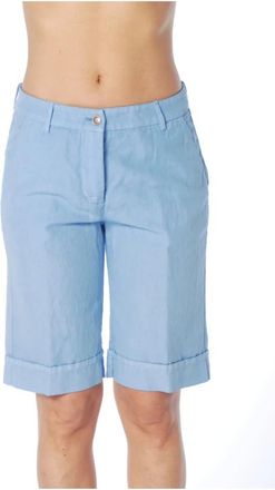Rosso35 Rosso35, Femme, Shorts, Bleu, Taille: 44 FR Bermuda in lino e cotone risvolto