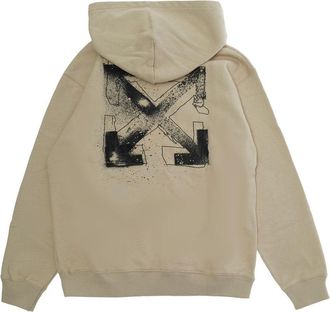 Off-white Spray-Effect Logo Hoodie - Gray