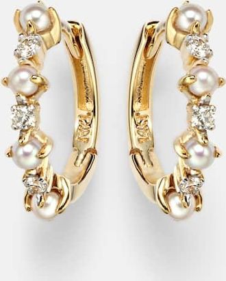 Mateo Bijoux Ohrringe aus 14kt Gelbgold (585/1000) mit Diamanten und S&uuml;&szlig;wasserperlen