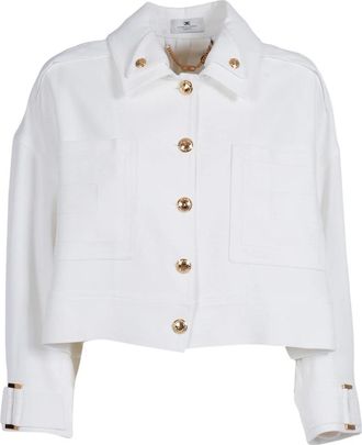 Elisabetta Franchi Femme, Vestes, Blanc, Taille: 34 FR Giubbotto