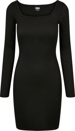 Urban Classics Damen Ladies Rib Squared Neckline Dress Kleid, Black, L