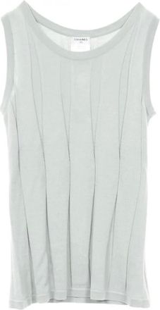 Chanel haut en maille côtelée - Vert