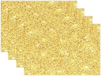 Mnsruu Gold Glitzer Platzsets, Tischsets für Küche Esstisch Home Dekoration, rutschfest, hitzebeständig, waschbar, 30,5 x 45,7 cm