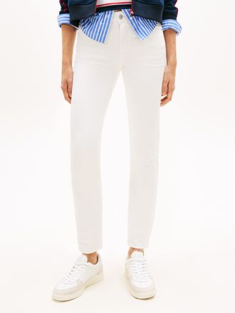 Tommy Jeans Slim-fit-Jeans TOMMY JEANS MR SLIM, Damen, Gr. 33, L&auml;nge 32, denim wei&szlig;, Denim/Jeans, Obermaterial: 99% Baumwolle, 1% Elasthan, unifarben, slim fit la