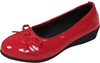 Generic Chaussures de ballet d&eacute;contract&eacute;es avec noeud pour femme - &Eacute;l&eacute;gantes - Couleur unie - Cuir verni - L&eacute;g&egrave;res, &eacute;l&eacute;gantes et confortables - Pour le travai