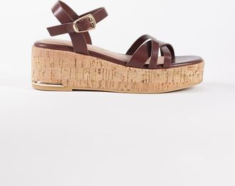 New Look Sandales &agrave; semelle plateforme en li&egrave;ge - Marron-Brown