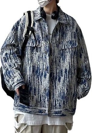 Generic Blue Jean Jacket for Men Ripped Denim Hoodie Jacket Casual Slim Fit Jeans Coat Washed Clothes Blue XX Large