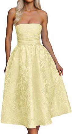 Generico Robe d&eacute;t&eacute; d&eacute;contract&eacute;e pour femme sans manches avec &eacute;paules d&eacute;nud&eacute;es, citronier, Medium