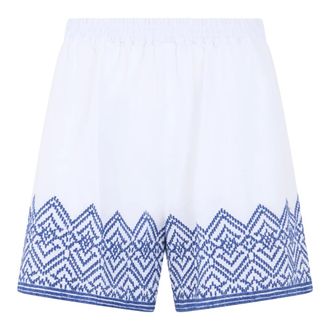120% Lino Femme, Shorts, Blanc, Taille: 36 FR Linen Shorts
