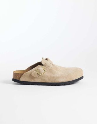 Birkenstock Boston - Sabots coupe &eacute;troite en daim - Ch&acirc;teau de sable-Neutral
