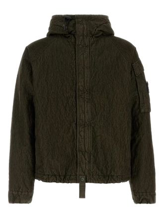 Stone Island Cordjacke mit Kapuze - Gr&uuml;n