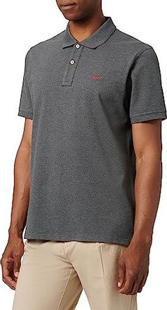 GANT REG SS Rugger À Manches Courtes en Piqué Contrasté Regular, Antracit Melange, L Homme