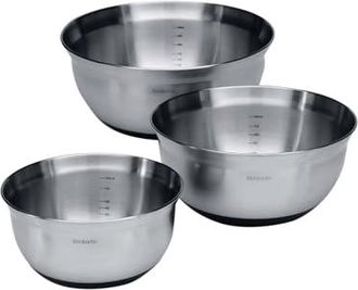 Brabantia 363900 Rührschüssel Paket (1,0 & 1,6 & 3,0 L), Silber