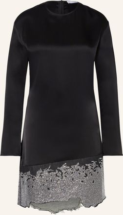 J.W.Anderson Jw Anderson Satinkleid Im Materialmix Mit Schmucksteinen schwarz