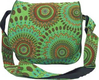 Guru Shop Schultertasche, Hippie Tasche, Goa Tasche - Gr&uuml;n, Unisex - Erwachsene, Baumwolle, 22x23x12 cm