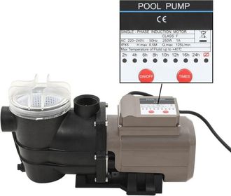 vidaXL Poolpumpe mit Timer Schwarz 0,25 ps 8000 L/h - Vidaxl