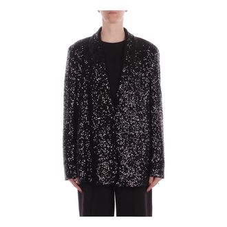 Manila Grace Clip-front Paillettenjacke - - Jackets - Damen - Schwarzk - M
