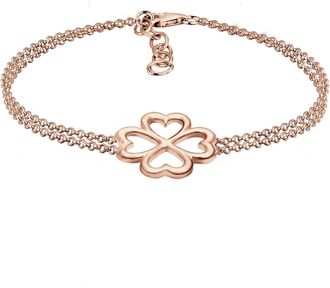 Elli Armband Damen Kleeblatt Symbol Gl&uuml;cksbringer in 925 Sterling Silber Ros&eacute; vergoldet