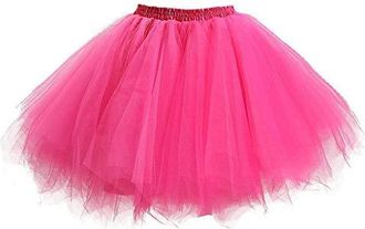 Generic Jupes en tulle multicouches pour fille - Jupe en maille - Taille haute - Style classique - Princesse - Costume de f&ecirc;te, rose vif, One Size