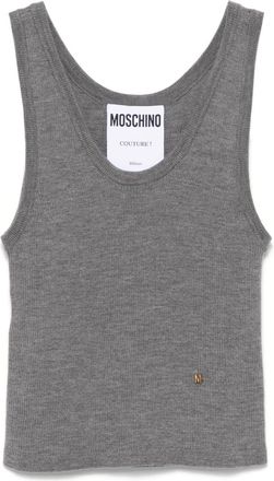 Moschino Gestricktes Oberteil mit Logo - Grau