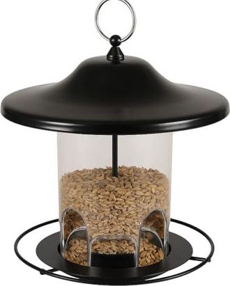 Flamingo Vogelfutterspender - Wilmer Schwarz - 20,5 cm - F&uuml;r K&ouml;rner - Wetterfestes Metall - Einfach aufzuh&auml;ngen