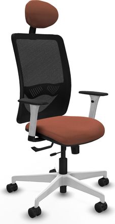 Piqueras y Crespo Zulema Lendenwirbelst&uuml;tze mit wei&szlig;en und schwarzen Armlehnen und festem Kopfteil, ausgestattet mit Syncro/Traslack und Schneideschaum, mit Rollen von 