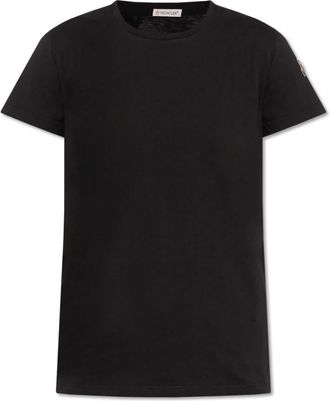Moncler Femme, Tops, Noir, Taille: 42 FR T-shirt en coton avec col rond