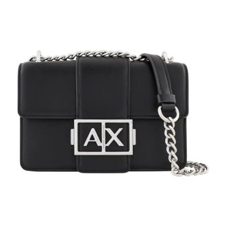 A|X Armani Exchange Umh&auml;ngetasche aus Kunstleder mit Metalllogo - - Bags - Damen - Schwarzk - ONE SIZE