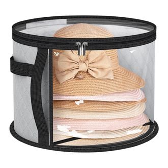 Generic Hutboxen für Herren - Transparente Aufbewahrungsbox für weiche Hüte mit Reißverschluss - Faltbare Aufbewahrungsbox mit großer Kapazität, leicht zu tra