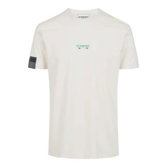 Iceberg Homme, Tops, Blanc, Taille: L T-shirt Vanilla coupe regular avec broderie du logo Iceberg et impression dours dans le dos