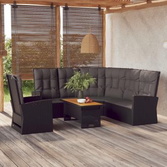 tidyard 3-TLG. Gartensofa Gartenm&ouml;bel Set Garten-Sofagarnitur Garten-Lounge-Set mit Kissen Terrassesofa M&ouml;belsets Loungesofaset Gartenlounge Rattenm&ouml;bel Sitzg