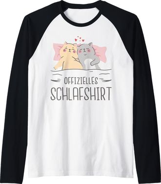 Jimbeels Offizielles Schlafshirt Katzen S&uuml;&szlig;e Tr&auml;ume Kuscheln Raglan