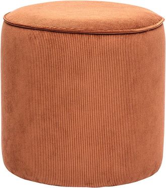 Miliboo Miliboo - Pouf rond en velours c&ocirc;tel&eacute; terre br&ucirc;l&eacute;e D40 cm paul