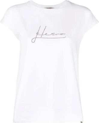 Herno Femme, Tops, Blanc, Taille: 40 FR T-shirt &agrave; logo orn&eacute; de cristaux