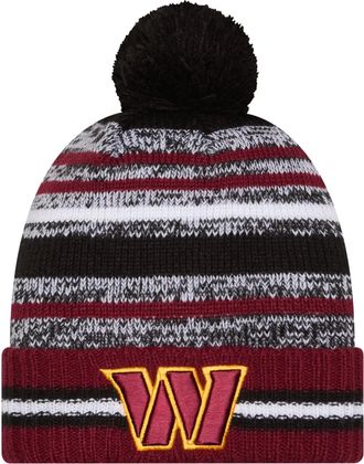 New Era Washington Commanders Sideline Sport Strickm&uuml;tze mit B&uuml;ndchen, Burgunderrot, gestreift, Fu&szlig;ball-Strickm&uuml;tze - NFL Cheer Cuff Knit Cap