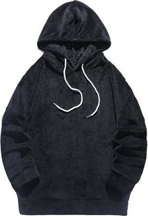 Generic Sweat à capuche en polaire pour homme - Manteau moelleux 2025 - Automne et hiver - Sweat à manches longues en peluche - Haut dextérieur pour la vie qu