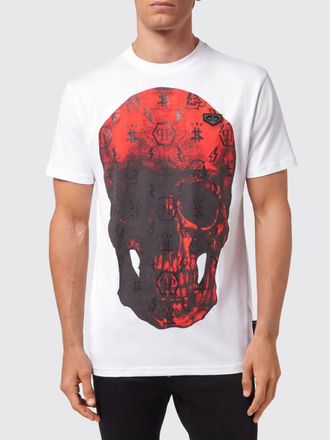 Philipp Plein Baumwoll-T-Shirt mit kontrastierendem Totenkopf- und Logoprint hinten